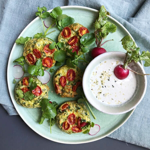 MINI FRITATTAS WITH CREAMY HEMP SAUCE